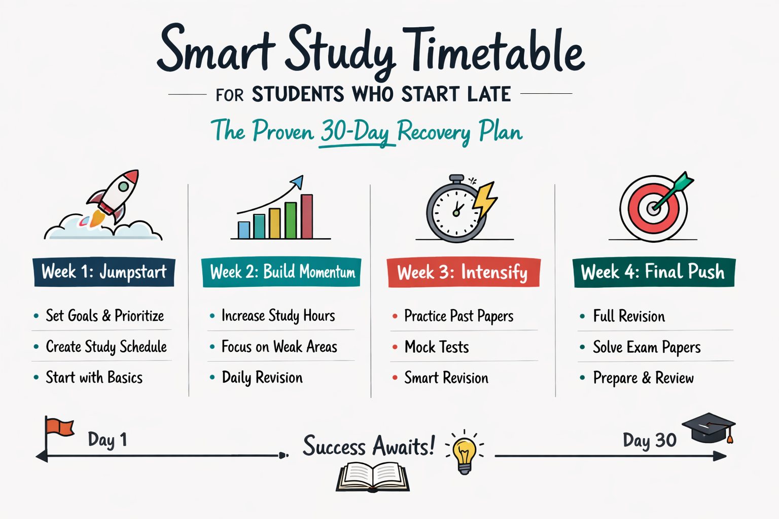Smart Study Timetable for Students Who Start Late: The Proven 30-Day ...