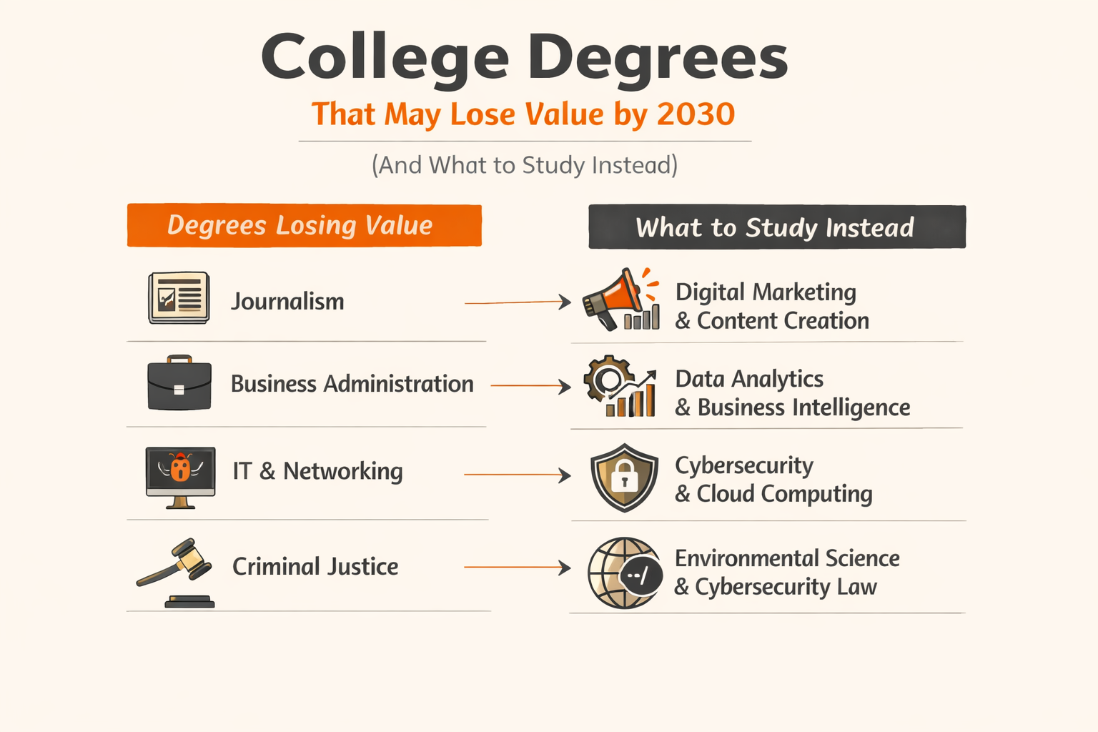 College Degrees That May Lose Value by 2030 (And What to Study Instead)